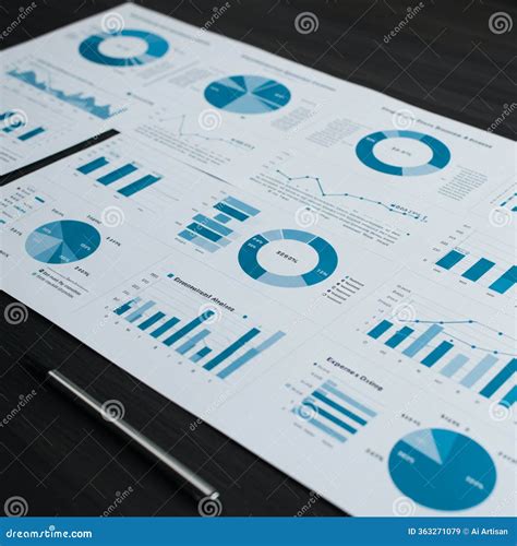 A Document Featuring Various Data Visualizations Including Pie Charts Bar Graphs Royalty Free