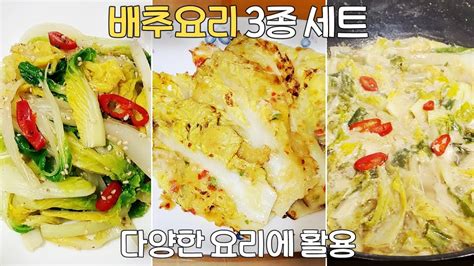 냉털요리 3 김장하고 남은 배추는 다양한요리에 활용 식이섬유소 함량이 많아 변비와 대장암을 예방하고 비타민c가 풍부하여 감기예방과 치료엔 배추요리 3종세트