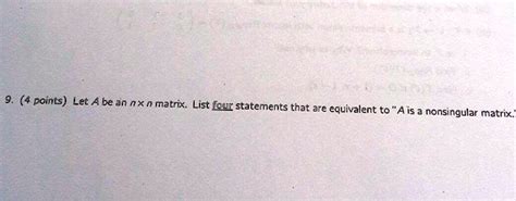 solved 4 points let abe nxn matrix list ou statements that are