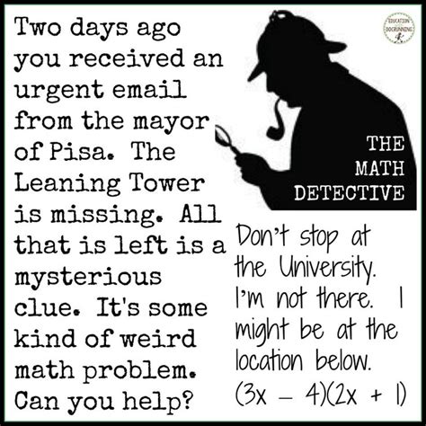 Multiplying Binomials Math Detective Activity Quadratics Math Teaching Math