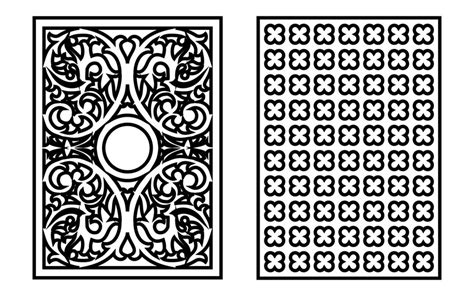 Cnc 및 레이저 절단을 위한 흰색 배경 이슬람 및 기하학적 모티프가 있는 검은색 패턴 프리미엄 벡터