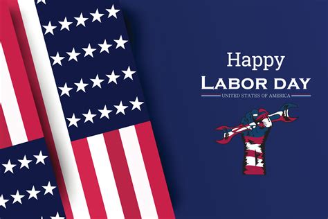 Happy Labor Day Vector Design National American Holiday Illustration With Usa Flag Festive