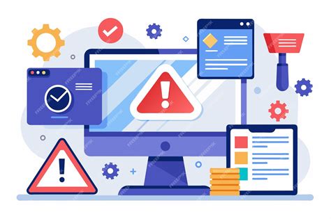 Premium Vector Computer Monitor Showing Warning Sign Fixing Errors