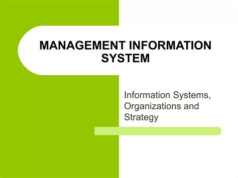 Information Systems Organizations And Strategy Management