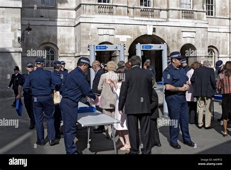 Ticket Holders Going Through Police Security Checks At Her Majesty Stock Photo Alamy