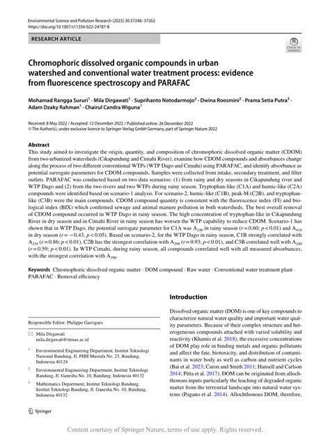 Chromophoric Dissolved Organic Compounds In Urban Watershed And