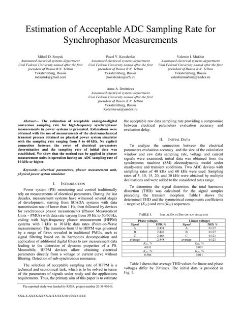 PDF Estimation Of Acceptable ADC Sampling Rate For Synchrophasor Measurements