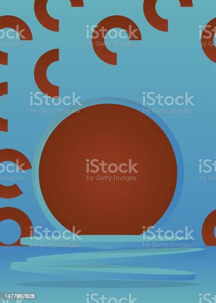 파란색과 갈색 모형 제품 디스플레이 추상 무대 쇼케이스 프레젠테이션을 위한 벡터 실린더 받침대 연단 최소한의 기하학적 형태 빈 플랫폼 장면 0명에 대한 스톡 벡터 아트 및