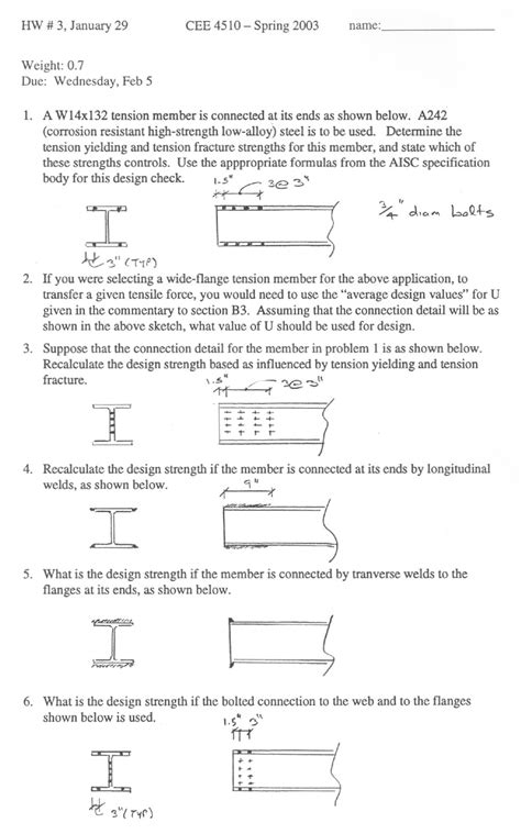 homework 3 solutions structural steel design spring 2003 cee 4510 docsity