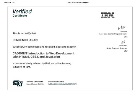 Charan Pendem On Linkedin Ibm Edx Webdevelopment Html5 Css3 Javascript Continuouslearning