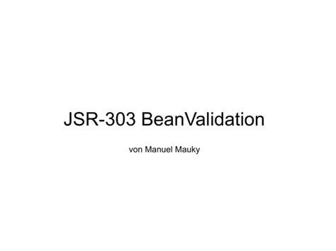 Jsr 303 Beanvalidation