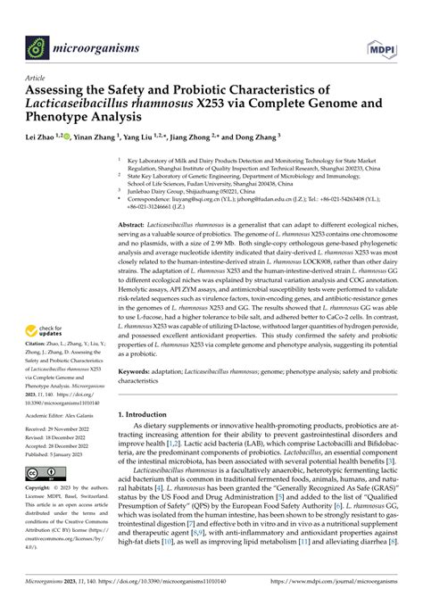 PDF Assessing The Safety And Probiotic Characteristics Of Lacticaseibacillus Rhamnosus X