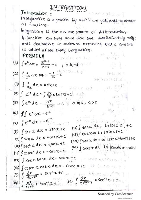 SOLUTION Indefinite Integrals Best Classroom Hand Written Notes Studypool