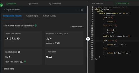 Day 76 Of Gfg160 Challenge By Gfg Geeksforgeeks Solved Implement Pow Lakshya Kukreja