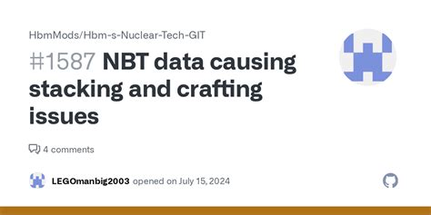 NBT Data Causing Stacking And Crafting Issues Issue 1587 HbmMods Hbm S Nuclear Tech GIT
