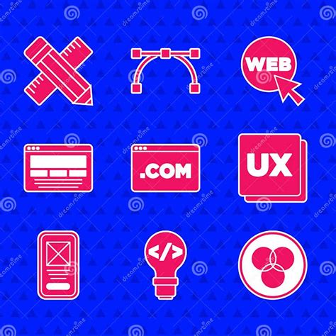 Set Ui Or Ux Design Front End Development Rgb And Cmyk Color Mixing Web Graphic And Crossed