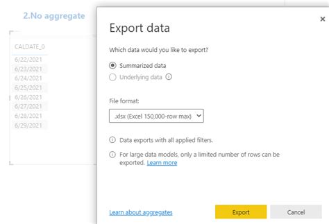 solved export underlying data option disabled microsoft fabric community