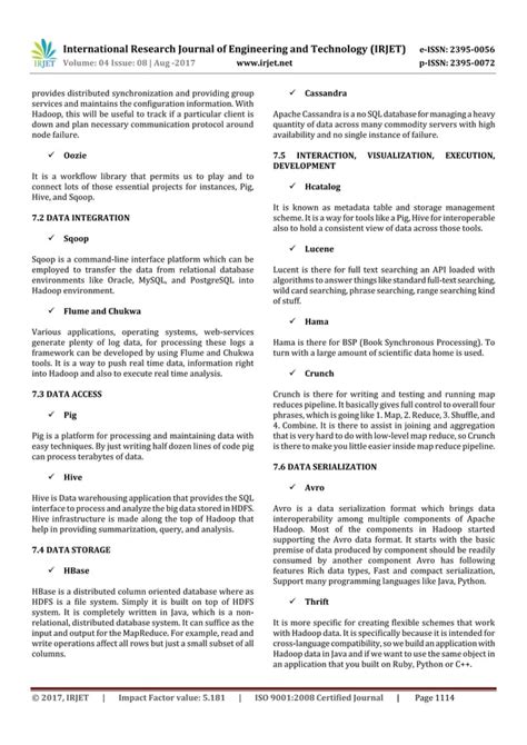 Big Data With Hadoop For Data Management Processing And Storing Pdf