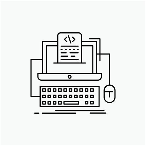 Code Coding Computer Monoblock Screen Line Icon Vector Isolated