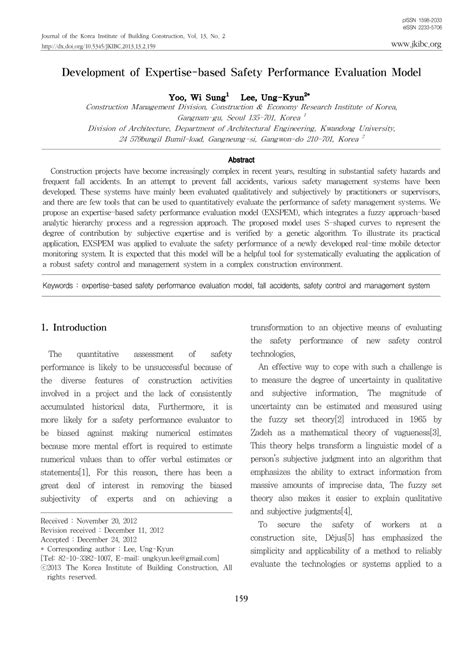 Pdf Development Of Expertise Based Safety Performance Evaluation Model