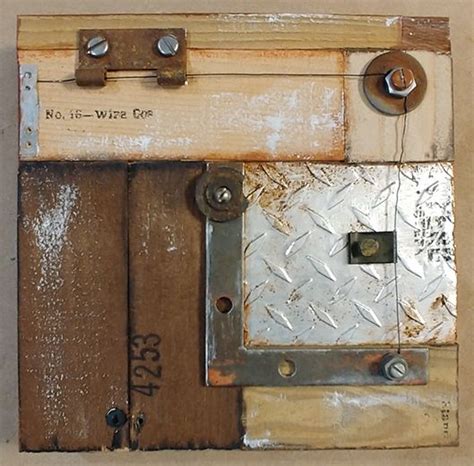 Wood And Metal Clock Assemblage Art