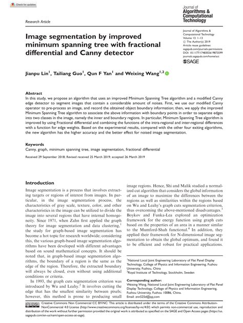 Pdf Image Segmentation By Improved Minimum Spanning Tree With Fractional Differential And