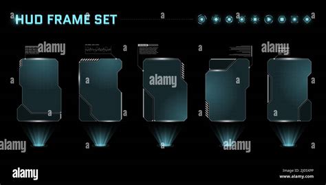 Hud Digital Futuristic User Interface Square Frame Set Sci Fi High