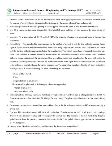 Formulation And Evaluation Of Herbal Anti Acne Cream Using Moringa Leaves Pdf Skin And