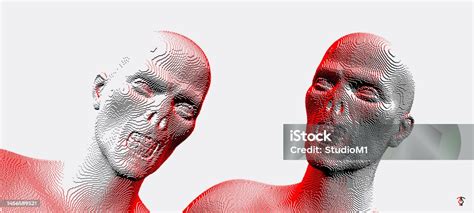 좀비 얼굴 큐브에서 추상적인 디지털 헤드 구성 복셀 아트3d 벡터 일러스트레이션 모자이크 처리에 대한 스톡 벡터 아트 및 기타 이미지 모자이크 처리 사이보그 악령
