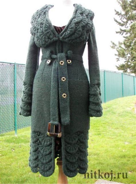 Пальто Алсацийские гребешки спицами Ниткой вязаные вещи для вашего дома вязание крючком