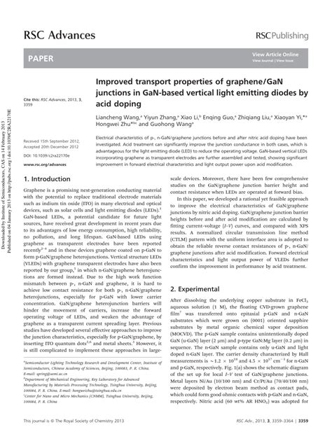 pdf improved transport properties of graphene gan junctions in gan