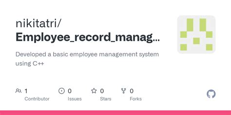Github Nikitatriemployeerecordmanagementsystem Developed A Basic Employee Management