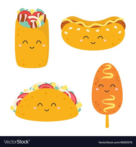 Cartoon Kawaii Fast Food Royalty Free Vector Image