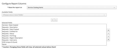 Service Catalog Items Report Stuck In Generating Report When Service