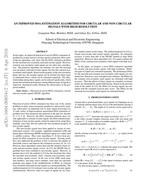 pdf an improved doa estimation algorithm for circular and non