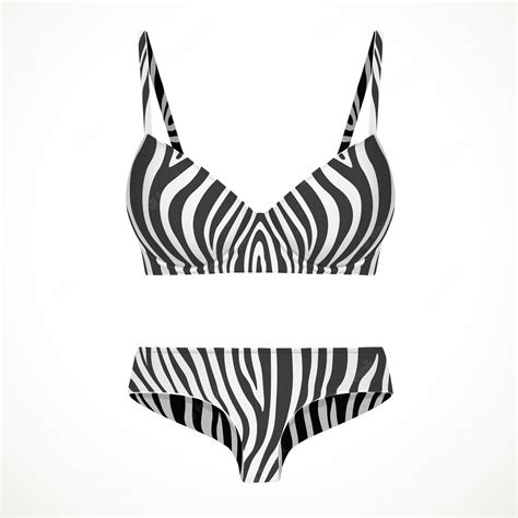 Premium Vector White Bra And Panties Objects In Zebra Pattern