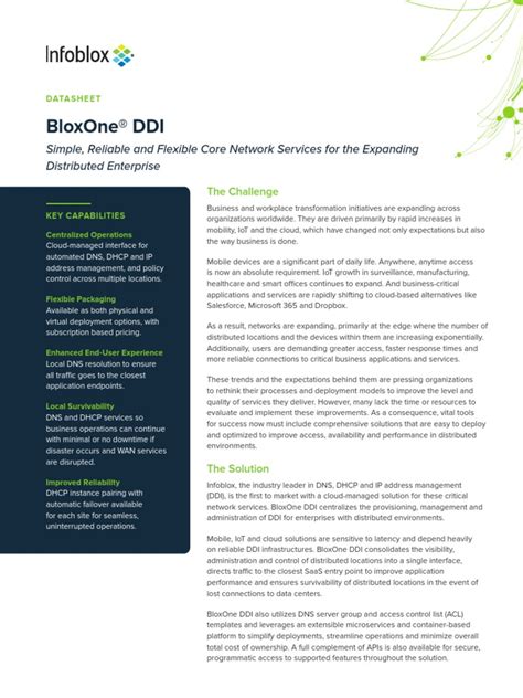 Infoblox Datasheet Bloxone Ddi Pdf Domain Name System Cloud Computing