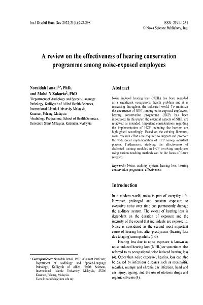 A Review On The Effectiveness Of Hearing Conservation Programme Among