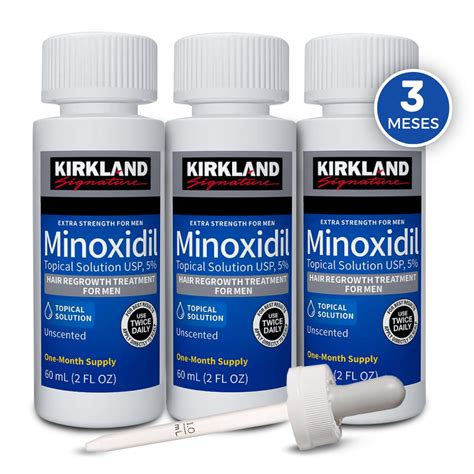 Minoxidil Kirkland 5 Original Kit 3 Frascos Para Crescimento De Barba E Cabelo
