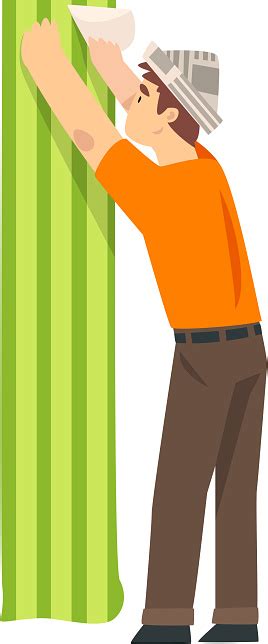 핸디는 배경 화면 전문 장비 벡터 일러스트와 종이 모자에 남성 건설 노동자 문자를 접착제 개념에 대한 스톡 벡터 아트 및 기타