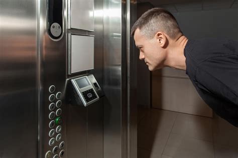 Premium Photo A Man Shows His Face To A Fingerprint Access Control Terminal With A Facial