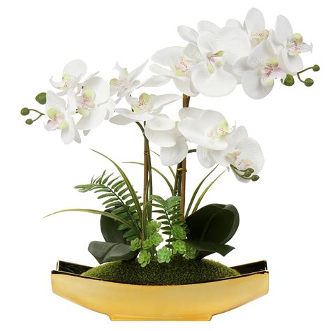 24in Phalaenopsis Orchid Artificial Arrangement In White Vase