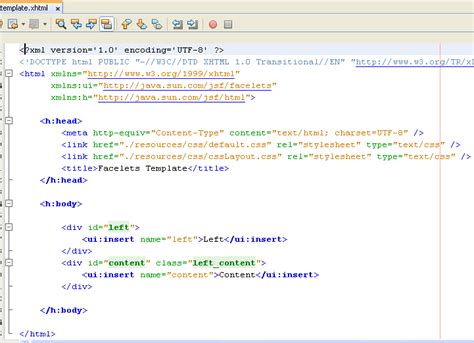 A Practice On How To Create And Use The Java Facelets Template For