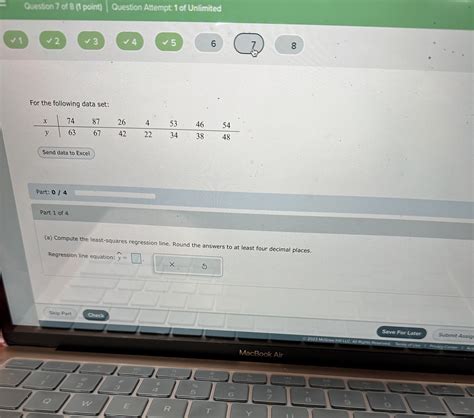Solved For The Following Data Set Part Part Of A Chegg