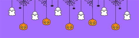 해피 할로윈 배너 또는 유령과 잭 오 랜턴 호박과 테두리 으스스한 장식품 장식 벡터 그림 트릭 또는 치료 파티 초대장 10월에 대한 스톡 벡터 아트 및 기타 이미지 Istock