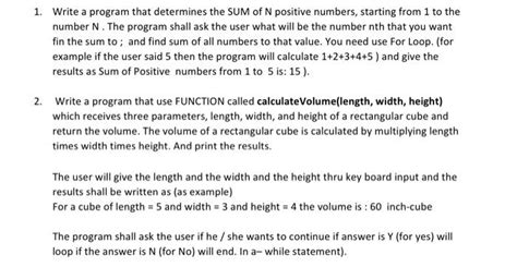 Solved 1 Write A Program That Determines The Sum Of N