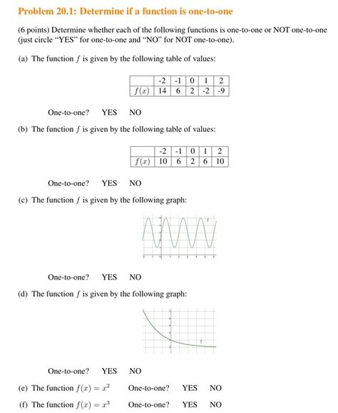 Solved Problem 20 1 Determine If A Function Is One To One 6 Chegg Com