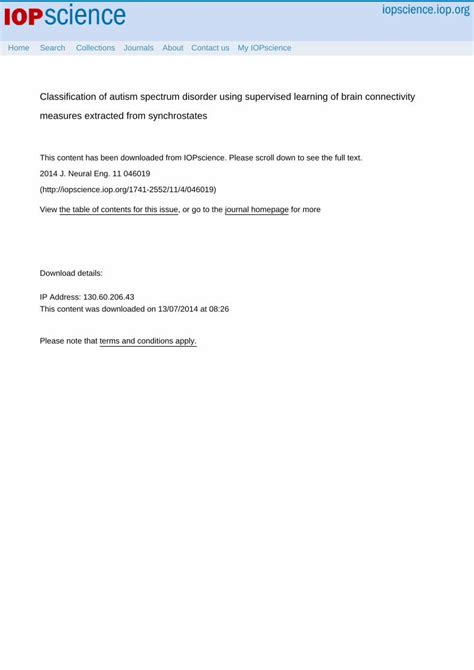 Pdf Classification Of Autism Spectrum Disorder Using Supervised