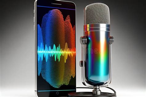 Voice Recognition Concept Microphone Smartphone Mobile Phone Waves Screen Application