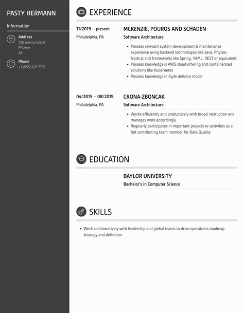 Software Architecture Resume Samples Velvet Jobs